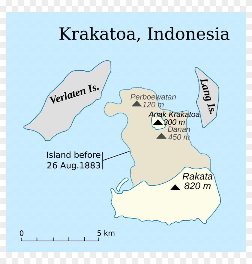Krakatoa, Indonesia - Krakatoa Map Before And After Clipart (#5082801 ...