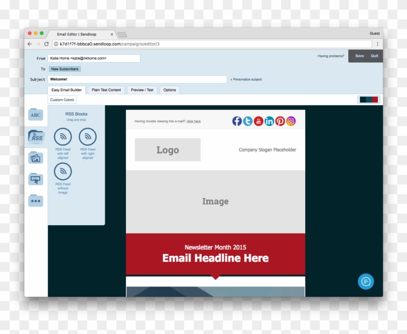 Rss-based Emails In Sendloop - Html Email Templates With Buttons ...