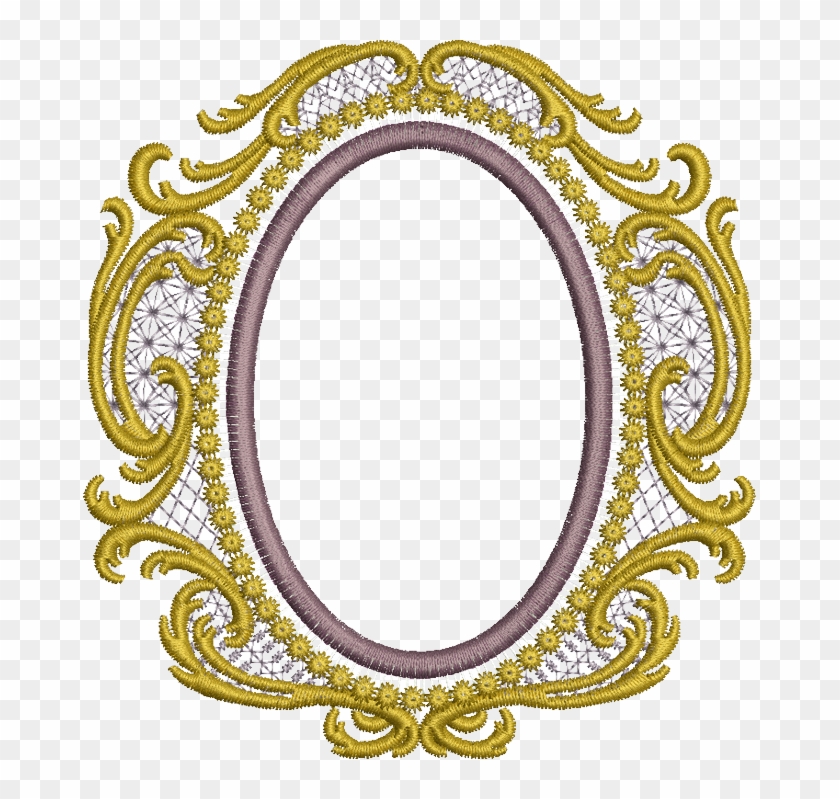Gold Oval Frame Png - Embroidery Gold Frame Clipart (#5122114) - PikPng