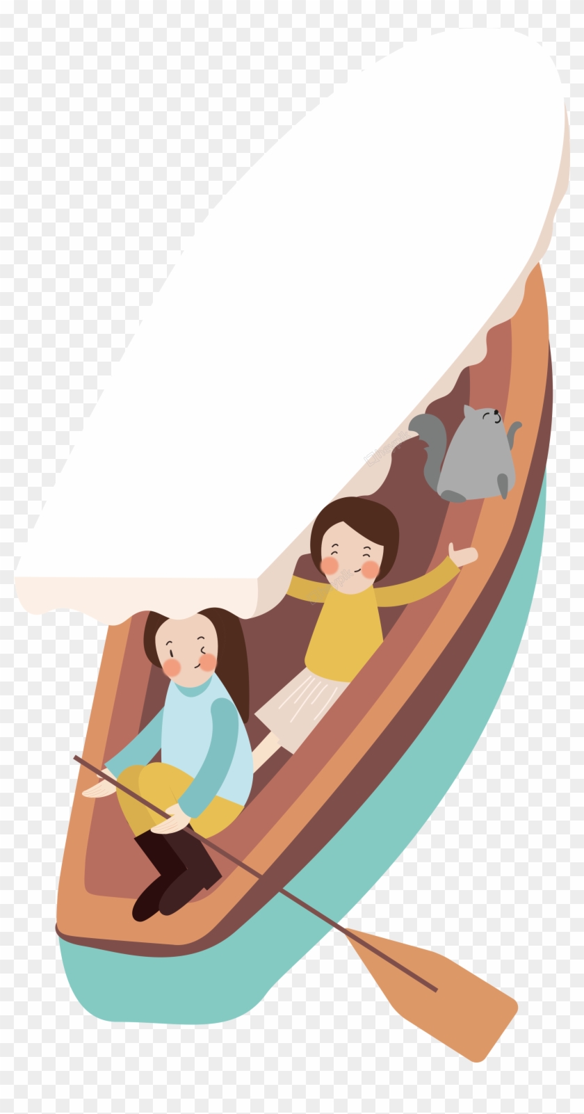Hand Drawn Cartoon - Canoe Clipart (#5164425) - PikPng