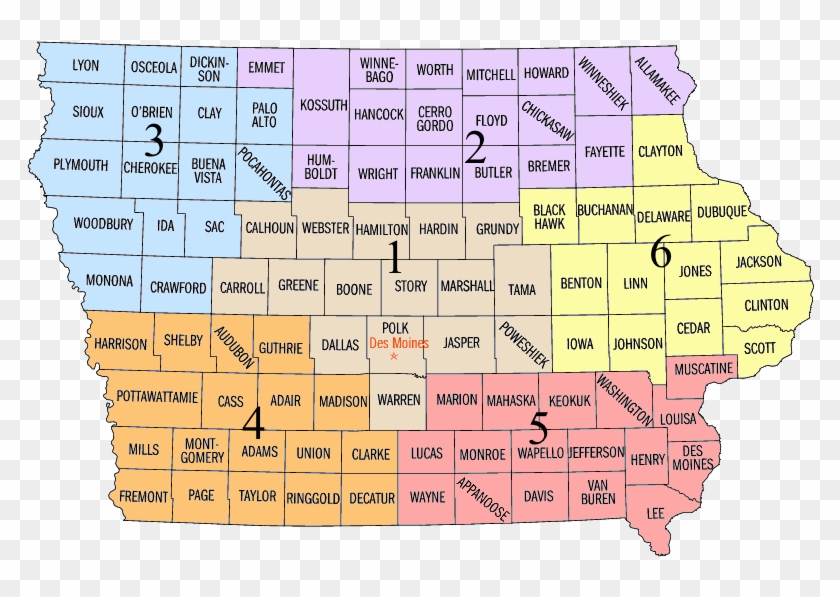 Iowa Ares Districts - Iowa Map With Cities Clipart (#5608605) - PikPng