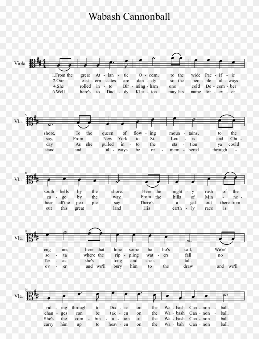 Wabash Cannonball - Alto Cleft - Lemon Tree Lead Sheet Clipart ...