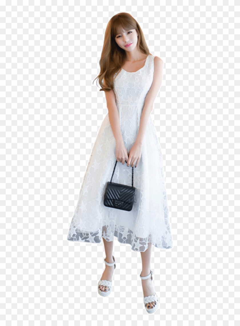 Unomatch Women Sleeveless Star Design Lace Party Dress - Girl Clipart (#5750273) - PikPng