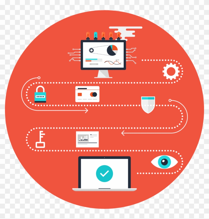 Dotted Line Leading From Laptop To Desktop Computer - Icon Clipart ...