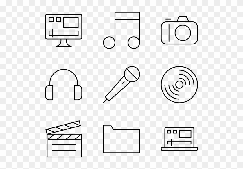 Multimedia - Line Art Clipart (#613899) - PikPng