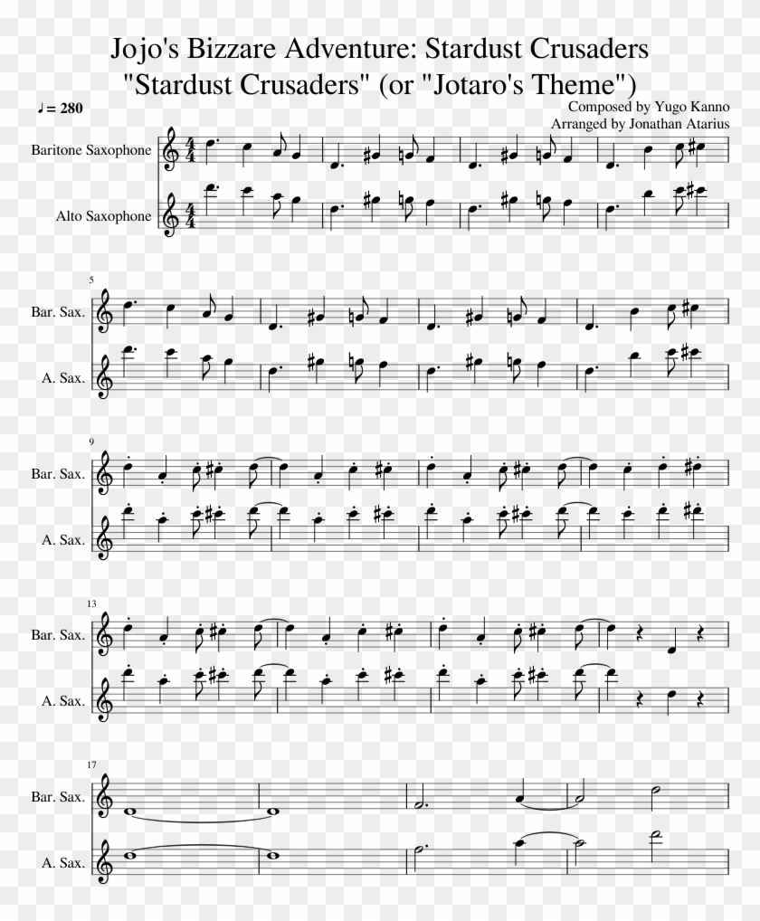 Jojos Bizarre Adventure "stardust Crusaders" - Jotaro's Theme Sheet ...